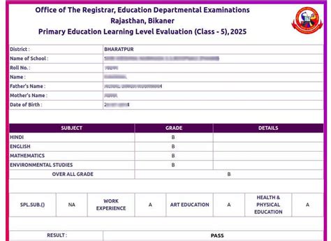 आरबीएसई 5वीं रिजल्ट 2026 जारी Rbse 5th Result 2026 Hindi राजस्थान