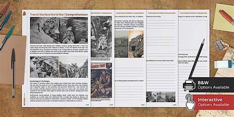 Trench Warfare World War I Comprehension