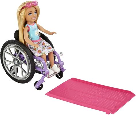 Barbie Chelsea Doll And Wheelchair With Moving Wheels Ramp Sticker