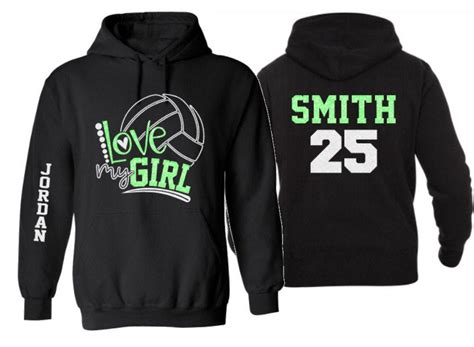 Glitter Love My Girl Volleyball Mom Hoodie Volleyball Hoodies Voll