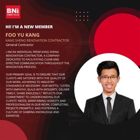 New Member 📣 Foo Yu Kang Of Kang Seng Renovation Contractor