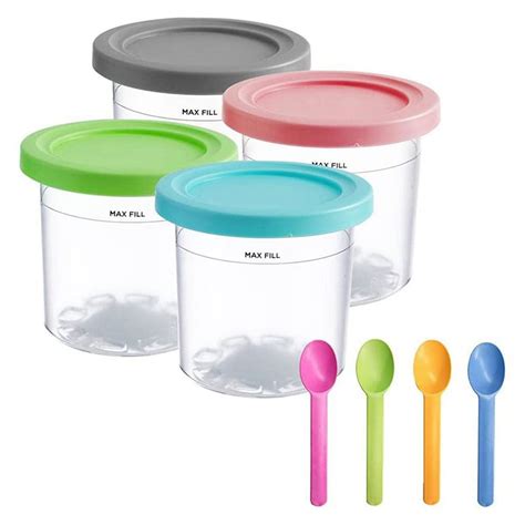 4pcs Ice Cream Pints Cup For Ninja For Nc299am C300s Series Reusable Can Store Ice Cream Gelato