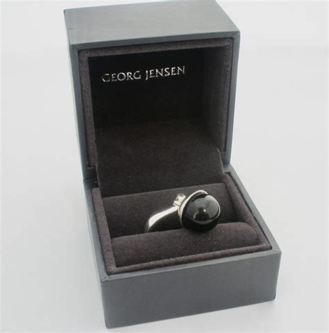 Regitze Overgaard For Georg Jensen Silver Onyx Set ‘sphere Ring 473a Hallmarked For London