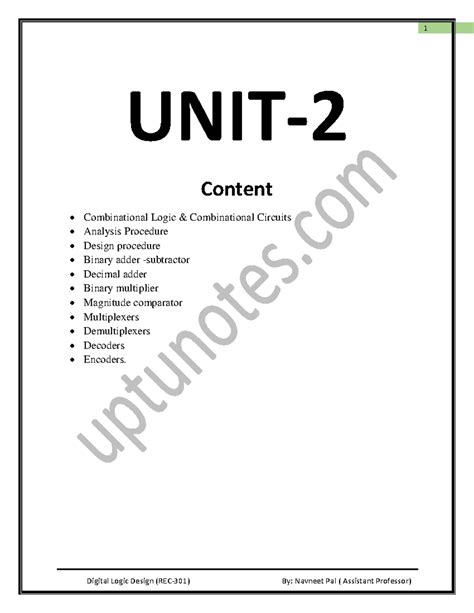 Dld Unit 2 Combinational Logic Circuits Analysis And Design Procedures