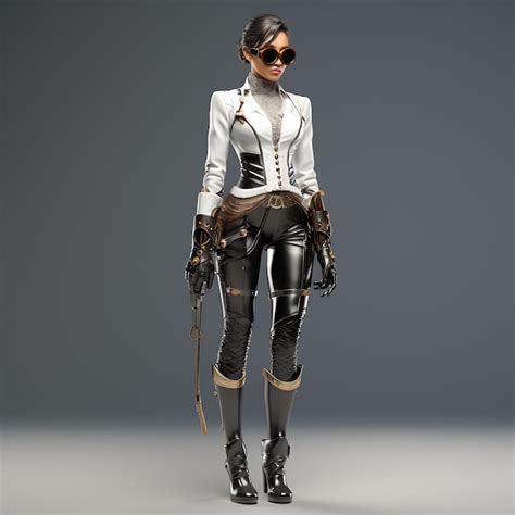 Premium Photo 3d Character Female Android Athletic Silver Skin