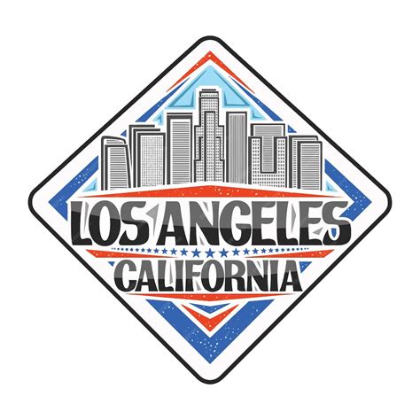 Premium Vector Los Angeles Skyline Landmark Flag Sticker Emblem Badge