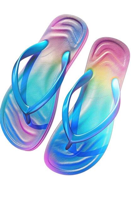 Colorful Flip Flops On A White Surface Perfect For Summer Vacation