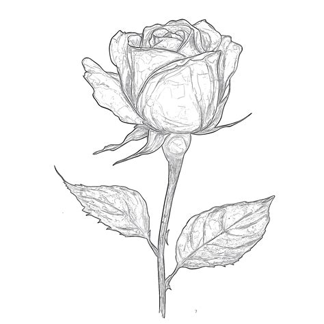 Realistic Rose Flower Coloring Pages Realistic Rose Flower With Leaf