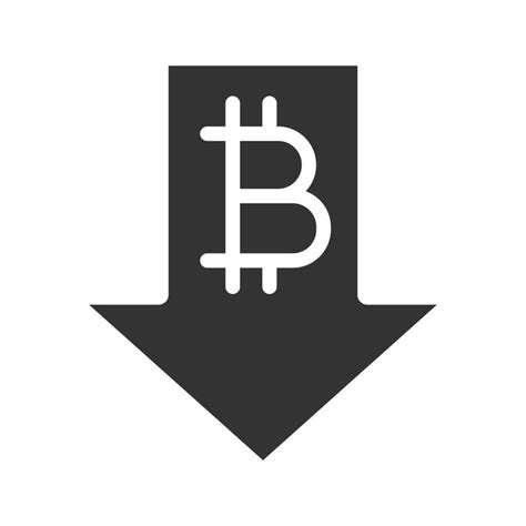 Bitcoin Rate Falling Glyph Icon Cryptocurrency With Down Arrow
