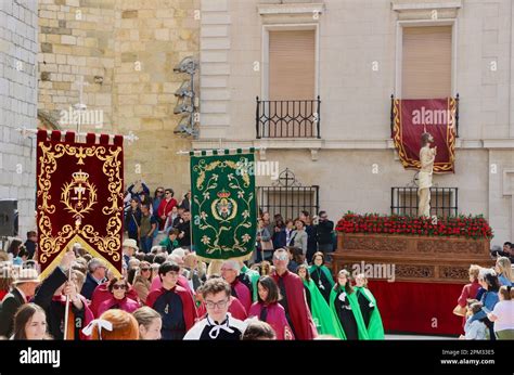 Participants In The Easter Sunday Procession With A Sculpture Of Jesus