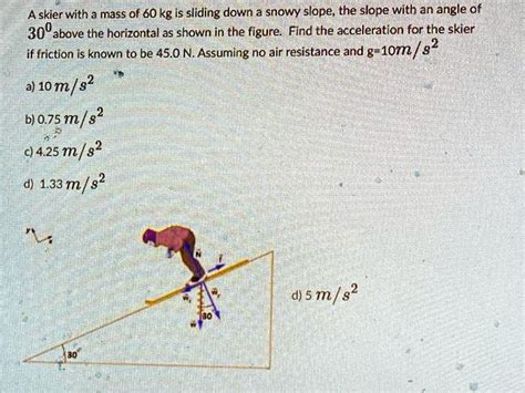 Solved A Skier With A Mass Of 60 Kg Is Sliding Down A Snowy Slope