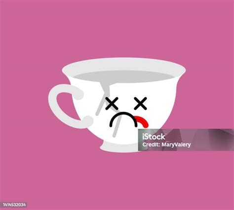 깨진 컵 만화 슬픈 얼굴로 금이 간 머그잔 벡터 일러스트 레이 션 거미줄에 대한 스톡 벡터 아트 및 기타 이미지 거미줄 귀여운 낙서 드로잉 Istock