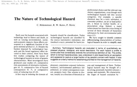 Pdf The Nature Of Technological Hazard