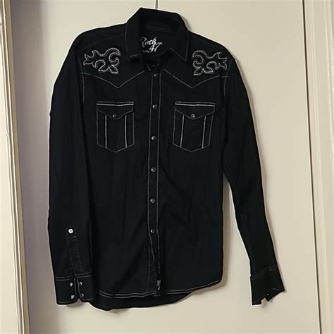 Wrangler Shirts Mens Black Wrangler Western Shirt With Black Pearl