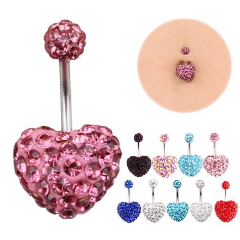 Heart Full Drill Stainless Steel Belly Button Rings Belly Button Rings And Belly Piercing Price