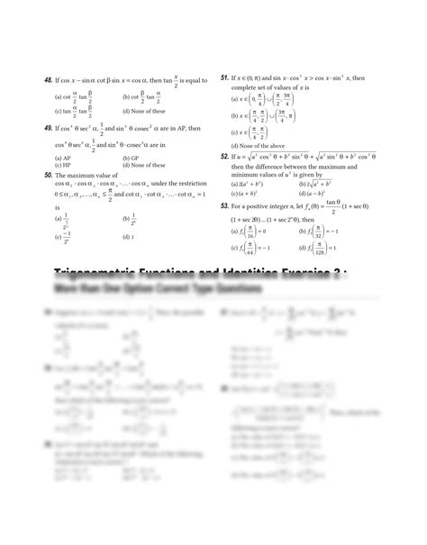Solution Trigonometric Functions And Identities Exercises Quiz Test