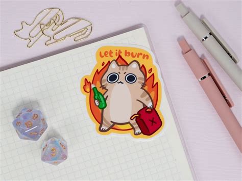 Cute Arson Cat Stickers For Planners And Laptops Sticker Art Cute Stickers Sticker Design
