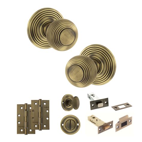 Old English Ripon Door Knob Pack Bathroom Set 4 Deadbolt 4 Slim