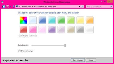 como trocar as cores das janelas no windows 8 explorando