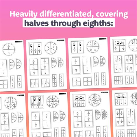 No Prep Fractions Craft 2nd 3rd And 4th Grade Math Center Halves