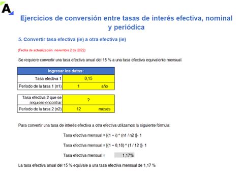 Ejercicios De Conversión De Tasas De Interés Actualícese