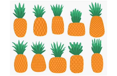 Set Of Cute Pineapple Graphic By Etinurhayati0586 · Creative Fabrica