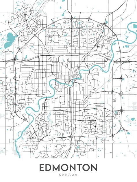 Modern City Map Of Edmonton Canada Downtown University Of Alberta