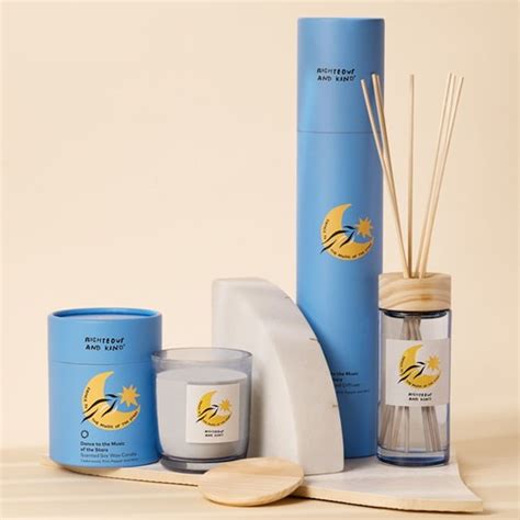 Righteous And Kind Scented Moon Reed Diffuser In Blue Tinted Jar A