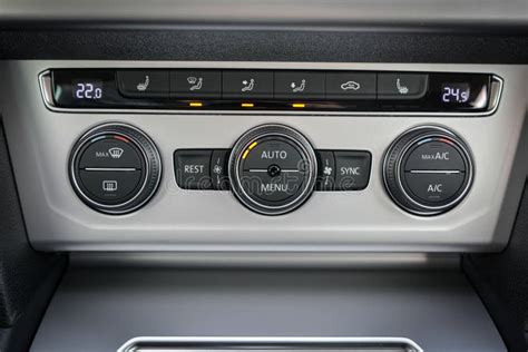 Car Climate Control Panel With Temperature Display And Buttons For