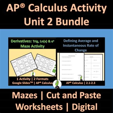 Ap Calculus Differentiation Unit 2 Practice Activity Bundle Tpt