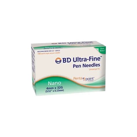 Embecta 320122 Becton Dickinson Ultra Fine Nano Pen Needle 32 Gauge X 4 Mm Retail
