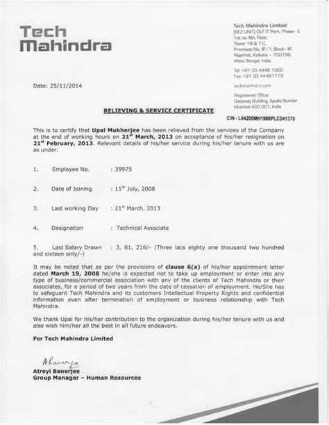 Techmahindraexperienceletter Pdf