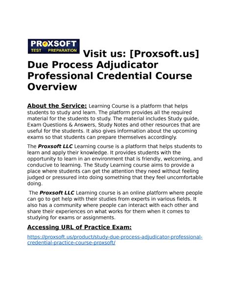Due Process Adjudicator Professional Credential Practice Course Visit