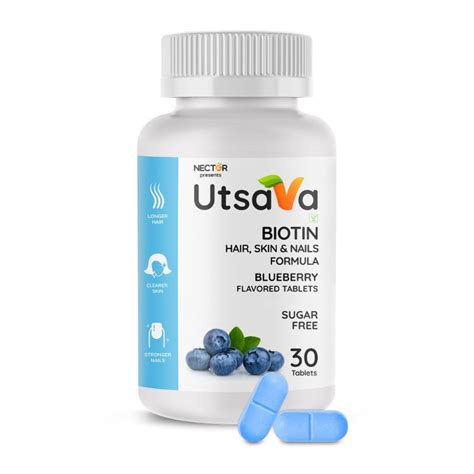 Buy Utsava Biotin Blueberry Chewable Tablets For Hair Skin And Nails Online