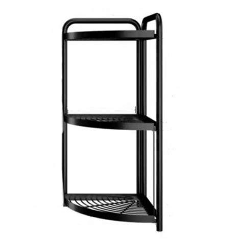 Foldable Black Carbon Steel 3 Tier Corner Shelf Refined Spaces