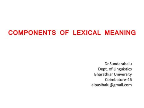 Components Of Lexical Meaning Pptx