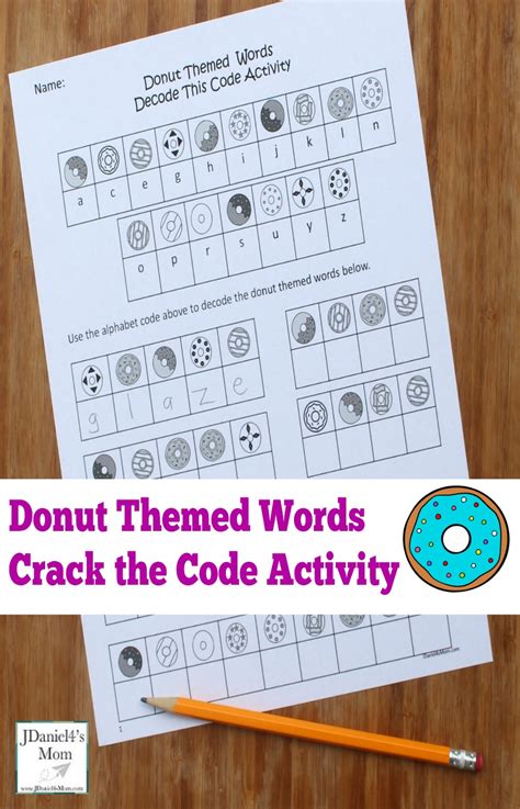 Donut Themed Words Crack The Code Activity