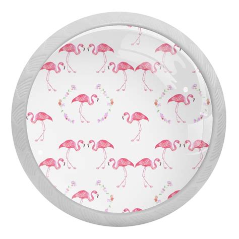 4pcs Round Flamingo Cabinet Fluorescence Knob Glowing In The Dark