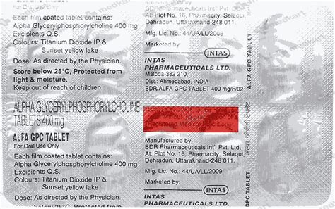 Alfa Gpc Tablet 10s View Price Combination And Alternatives Medkart