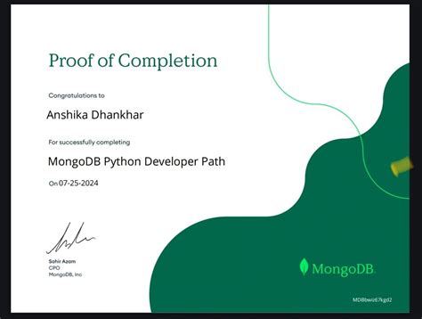 Developing Python Mongodb Newskilleveryday Certification Anshika