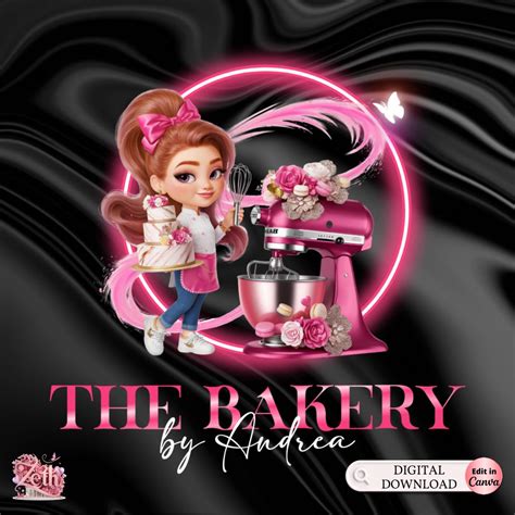 Chibi Girl Bakery Logo Cute Baking Logo Design Custom Cake And Cupcake Logo Modern Pastry Shop
