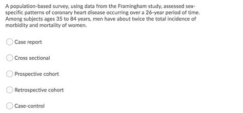 Solved A Population Based Survey Using Data From The