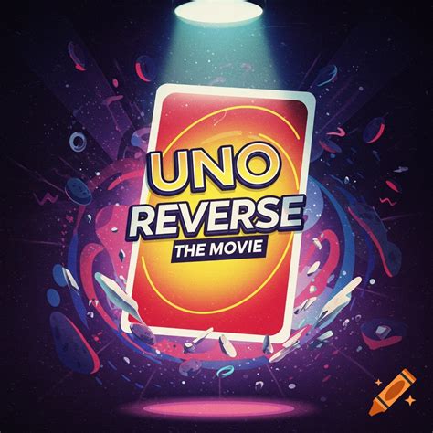 A Stylized Movie Poster Featuring A Giant Uno Reverse Card Surrounded