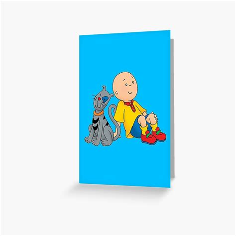 Caillou And Cat Characters Greeting Card By Extra Pro Redbubble