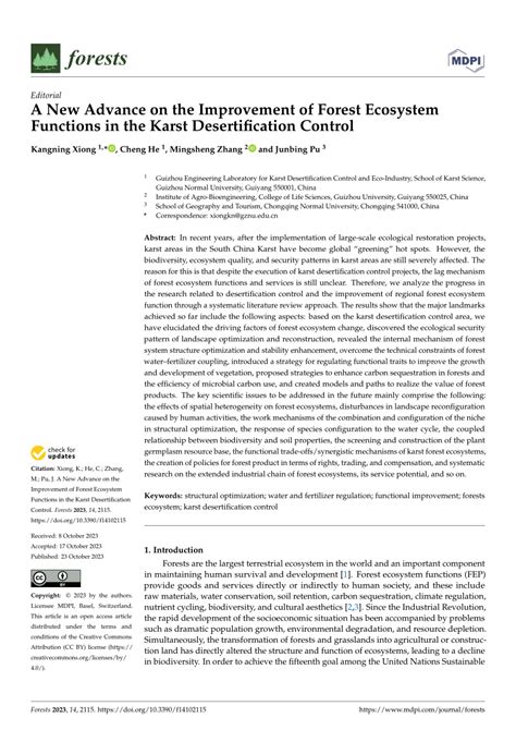Pdf A New Advance On The Improvement Of Forest Ecosystem Functions In