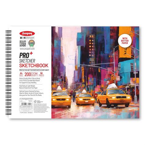 Anupam Pro Sketcher Drawing Book With Butter Paper Pages Size Spiral B