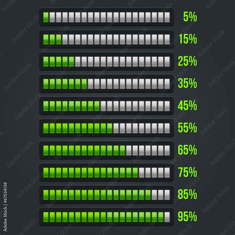Green Progress Bar Set 5 95 Stock Vector Adobe Stock