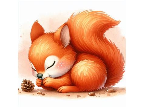 02 Cute Little Squirrel Sleeping By Dianaxstoyanova Thehungryjpeg