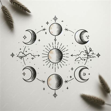 Premium Photo Moon Phases Tattoo Design