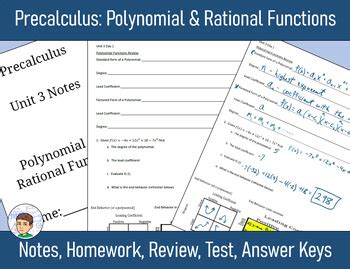 Precalculus Unit Polynomial Rational Notes HW Review Test Answers
